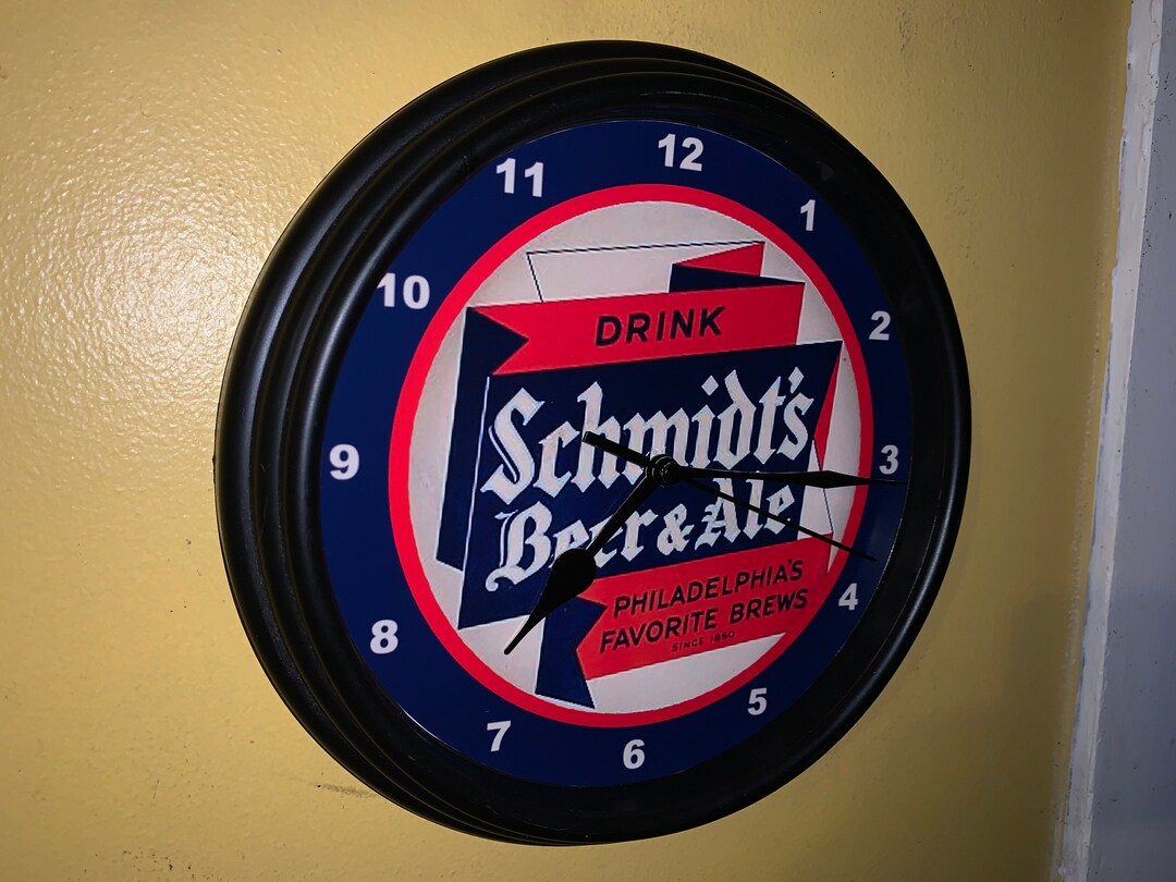 Schmidt's Pennsylvania Beer Bar Advertising Man Cave Black Clock Sign ...