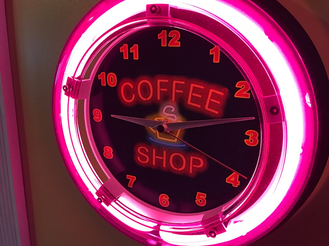 Coffee Shop Kitchen Diner Bar Neon Wall Clock Advertising Sign - Etsy