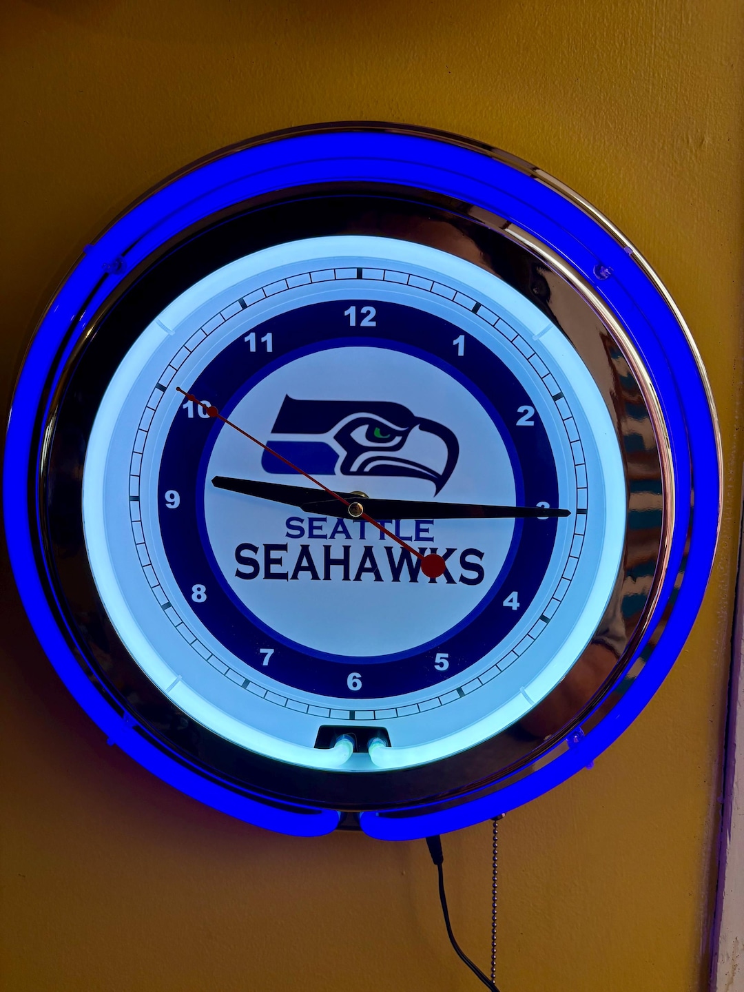 Seattle Seahawks Football Bar BLUE Neon Wall Clock Advertising Man Cave ...