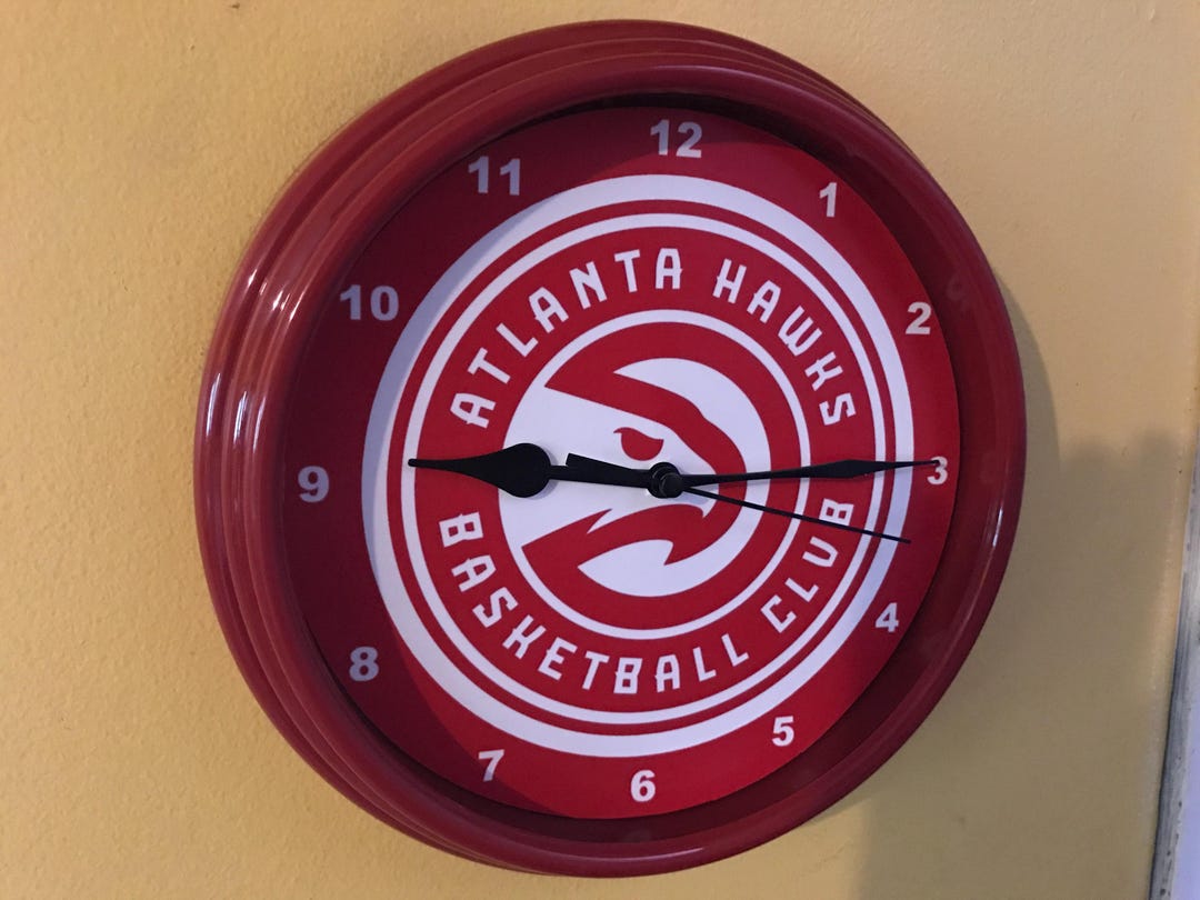 Atlanta Hawks Basketball Game Room Bar Advertising Man Cave RED Clock ...