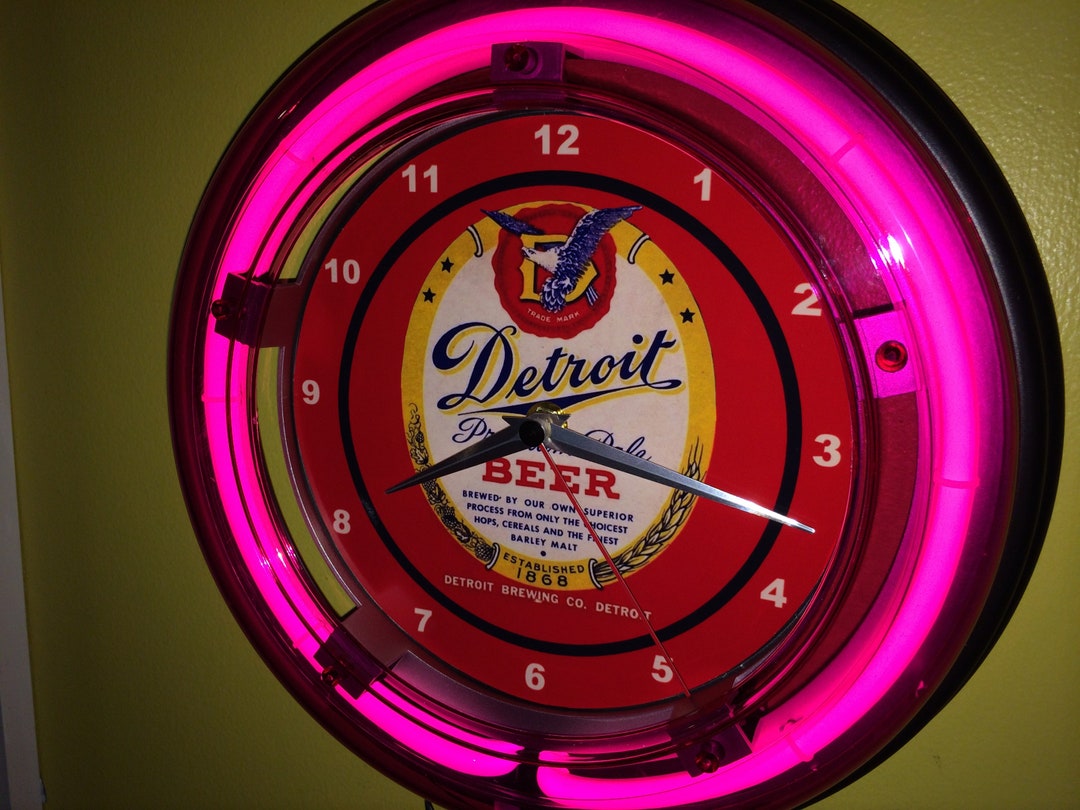 DETROIT BEER COMPANY Bar Neon Man Cave Wall Clock Advertising Sign - Etsy