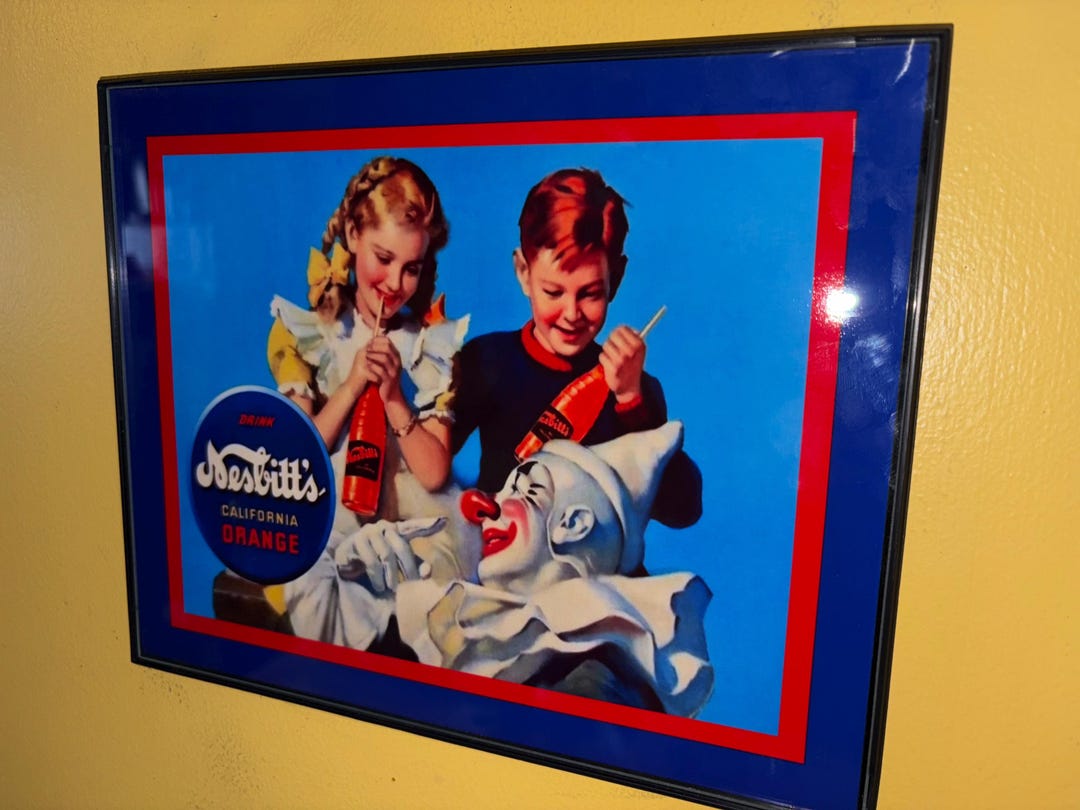 Nesbitt's Orange Clown Soda Fountain Diner Kitchen Bar Framed ...