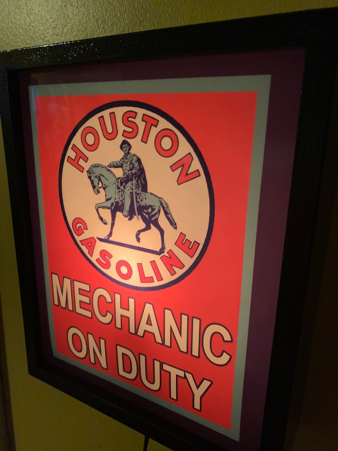 Houston Texas Oil Gas Service Station Garage Bar Man Cave Lighted ...