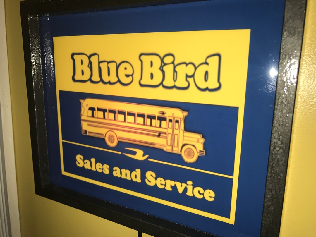 Blue Bird School Bus Station Driver Depot Garage Man Cave Lighted Retro ...