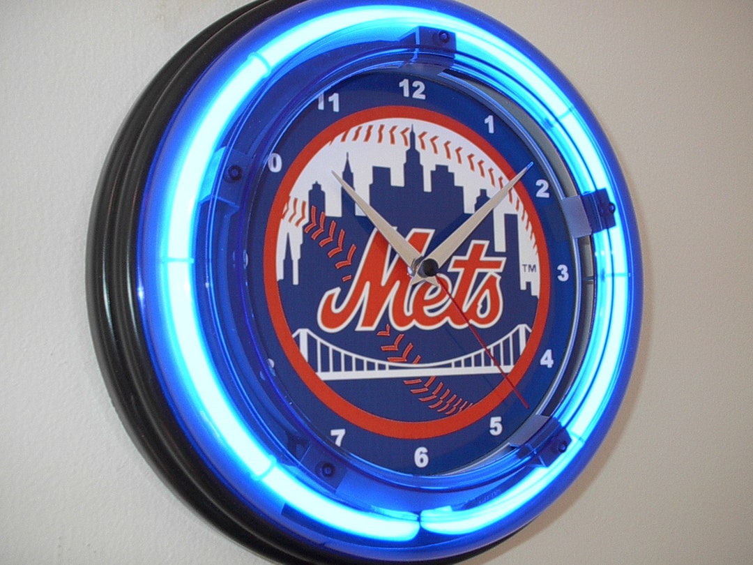 New York Mets Baseball Bar Neon Wall Clock Man Cave Sign - Etsy