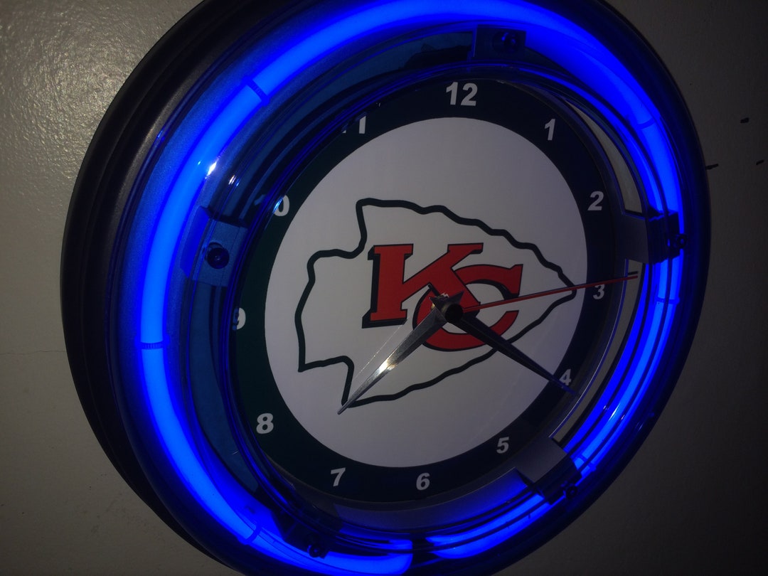 KC Kansas City Chiefs Football Man Cave Bar Neon Wall Clock - Etsy