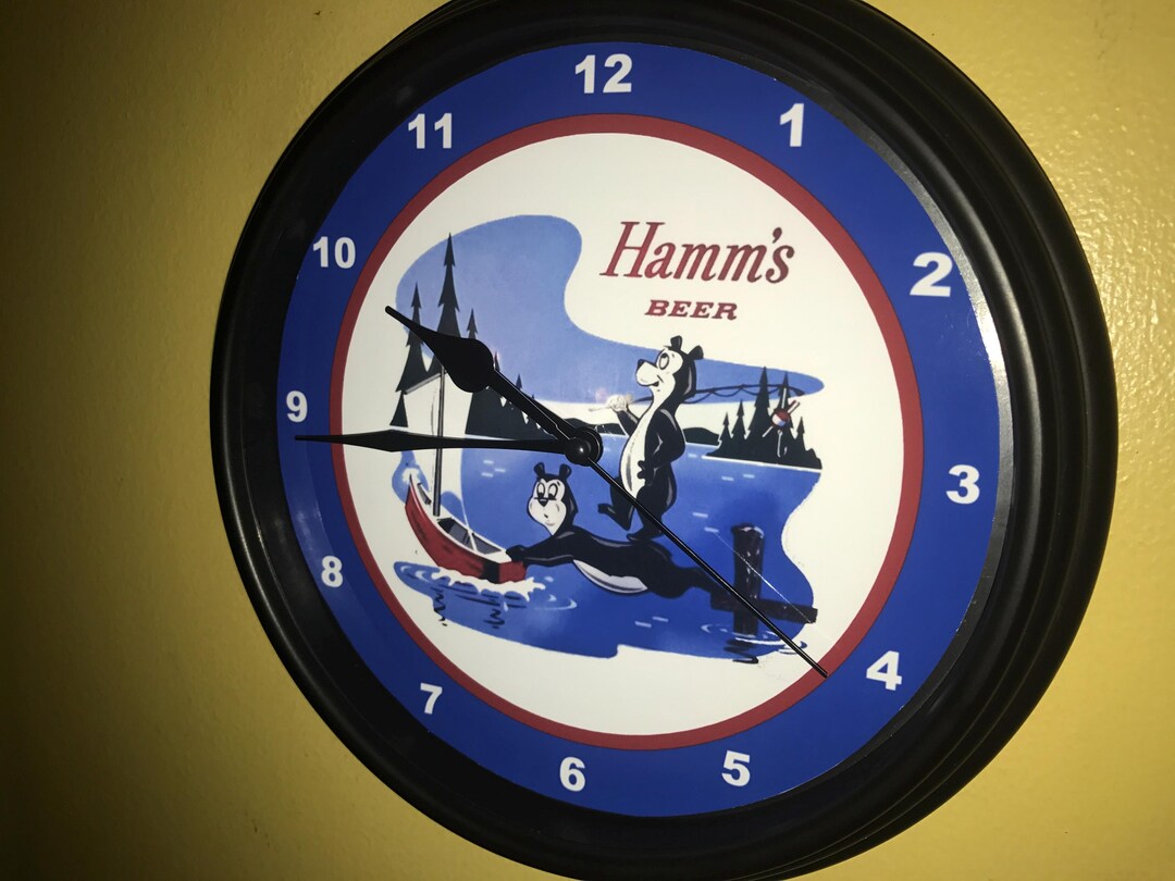 Hamm's Bear Beer Bar Advertising Man Cave Black Clock Sign - Etsy