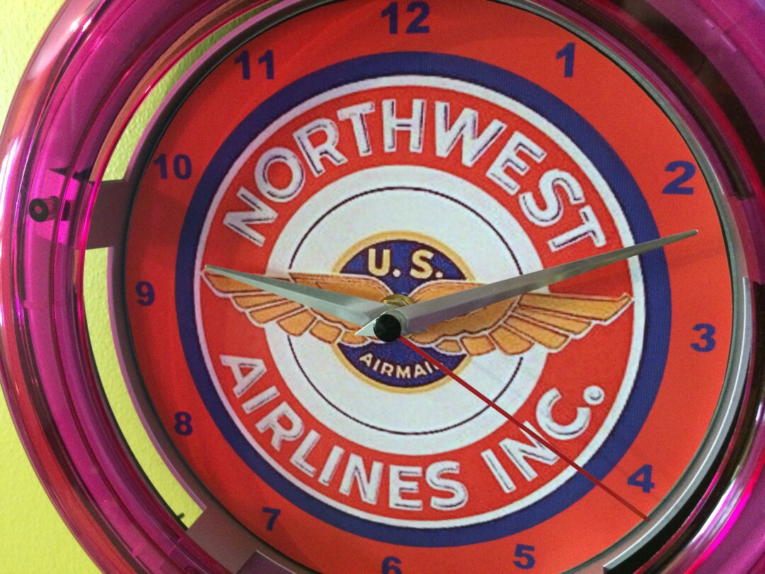 NORTHWEST Airlines Airways Airport Terminal Pilot Stewardess Neon Wall ...