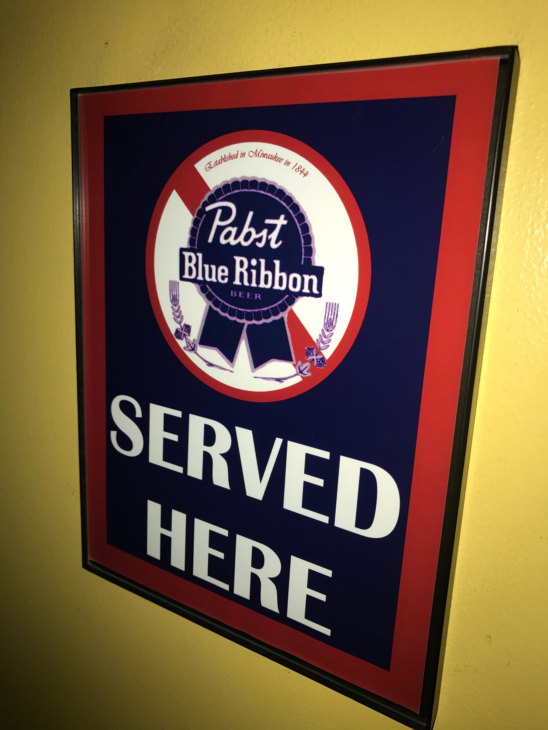 PBR Pabst Blue Ribbon Beer Bar Framed Advertising Print Man Cave Sign ...