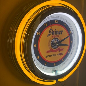 Shiner Bock Texas Beer Bar YELLOW Retro Neon Wall Clock Advertising Man ...