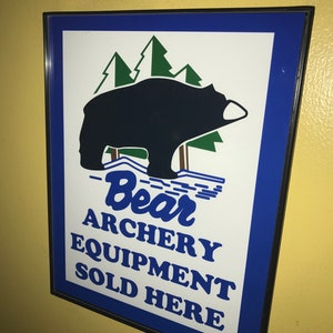Bear Archery Bow Hunter Hunting Store Bar Framed Advertising Print Man ...