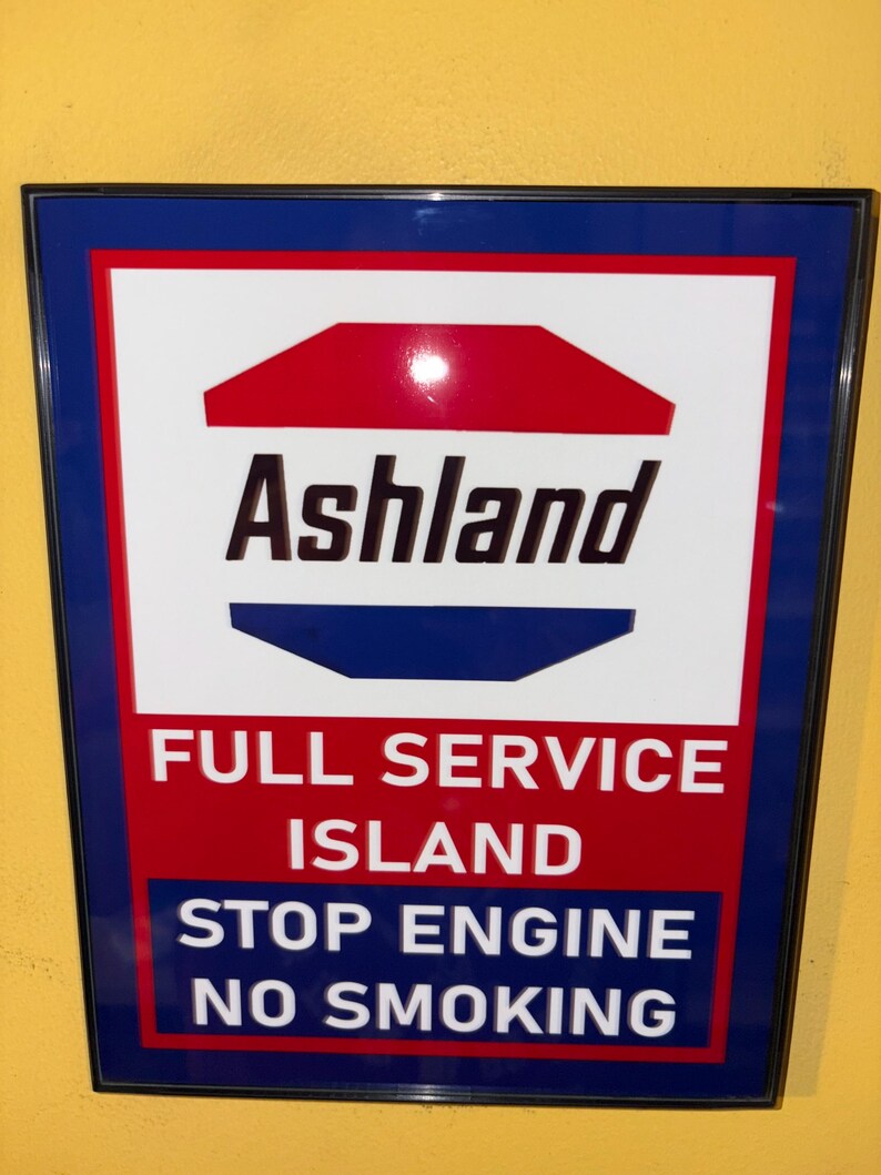 Ashland Filling Station Motor Oil Service Gas Station Garage Bar Framed ...