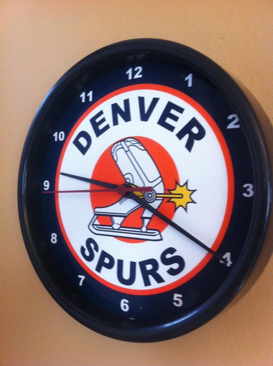 Denver Spurs Throwback Hockey Bar Gameroom Man Cave Black Clock Sign - Etsy