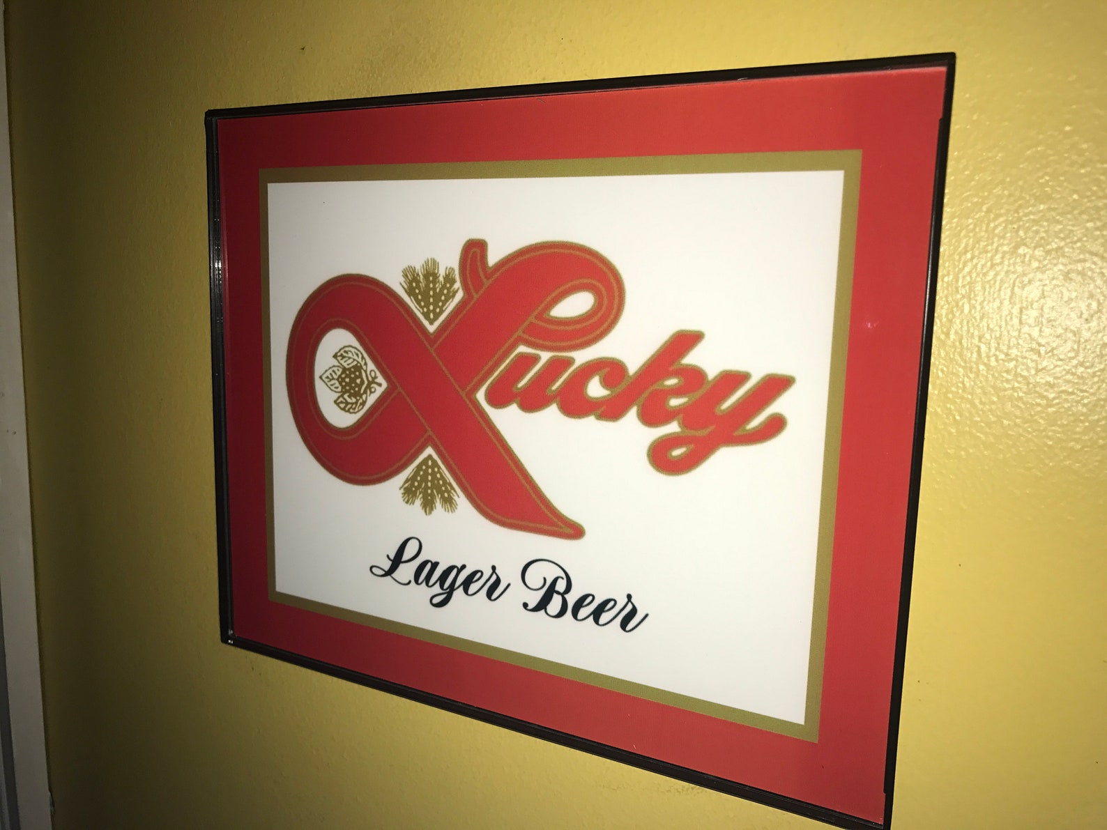 Lucky Lager Logo Beer Bar Framed Advertising Print Man Cave | Etsy