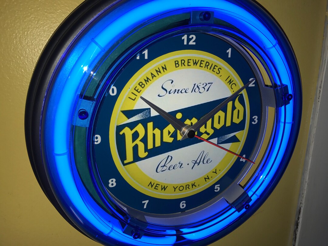 Rheingold New York Beer Man Cave Bar Neon Wall Clock Man Cave Sign - Etsy