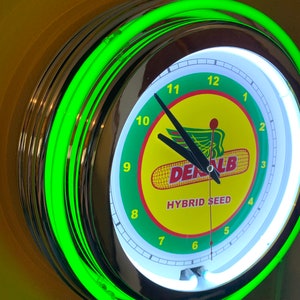 Dekalb Hybrid Corn Seed Feed Store Farmer Barn Garage Bar GREEN Neon ...