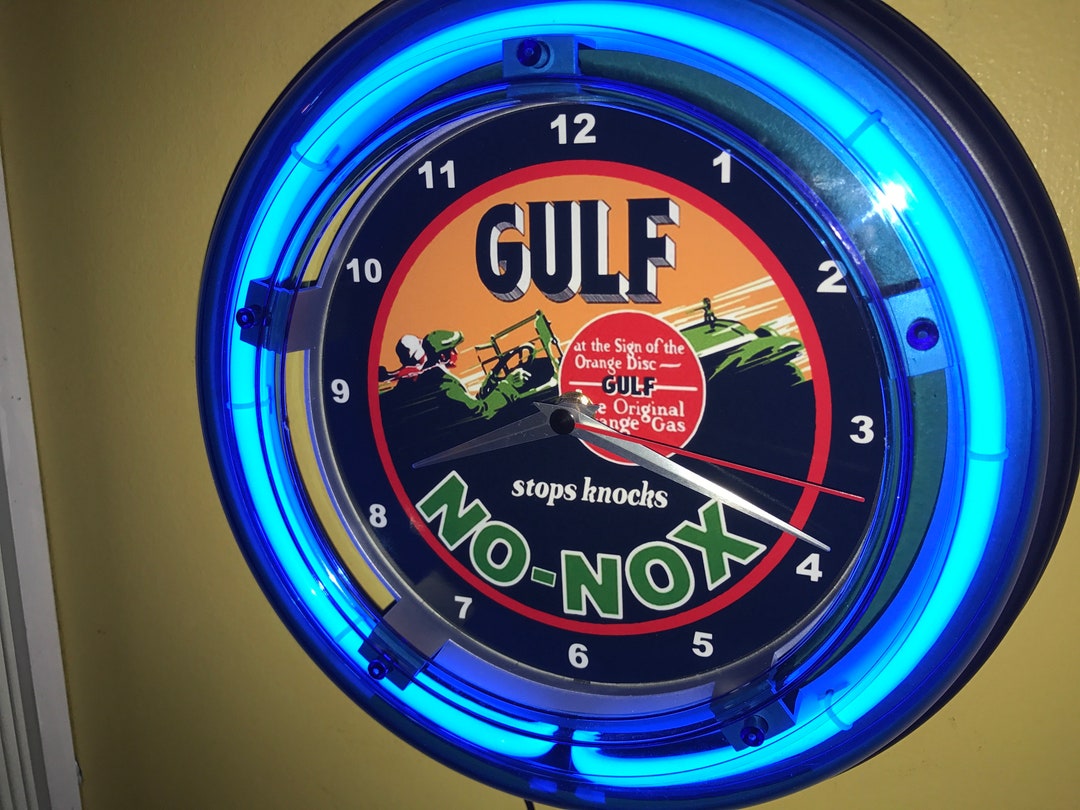 Gulf No-nox Oil Gas Service Station Garage Mechanic Neon Lighted Retro ...