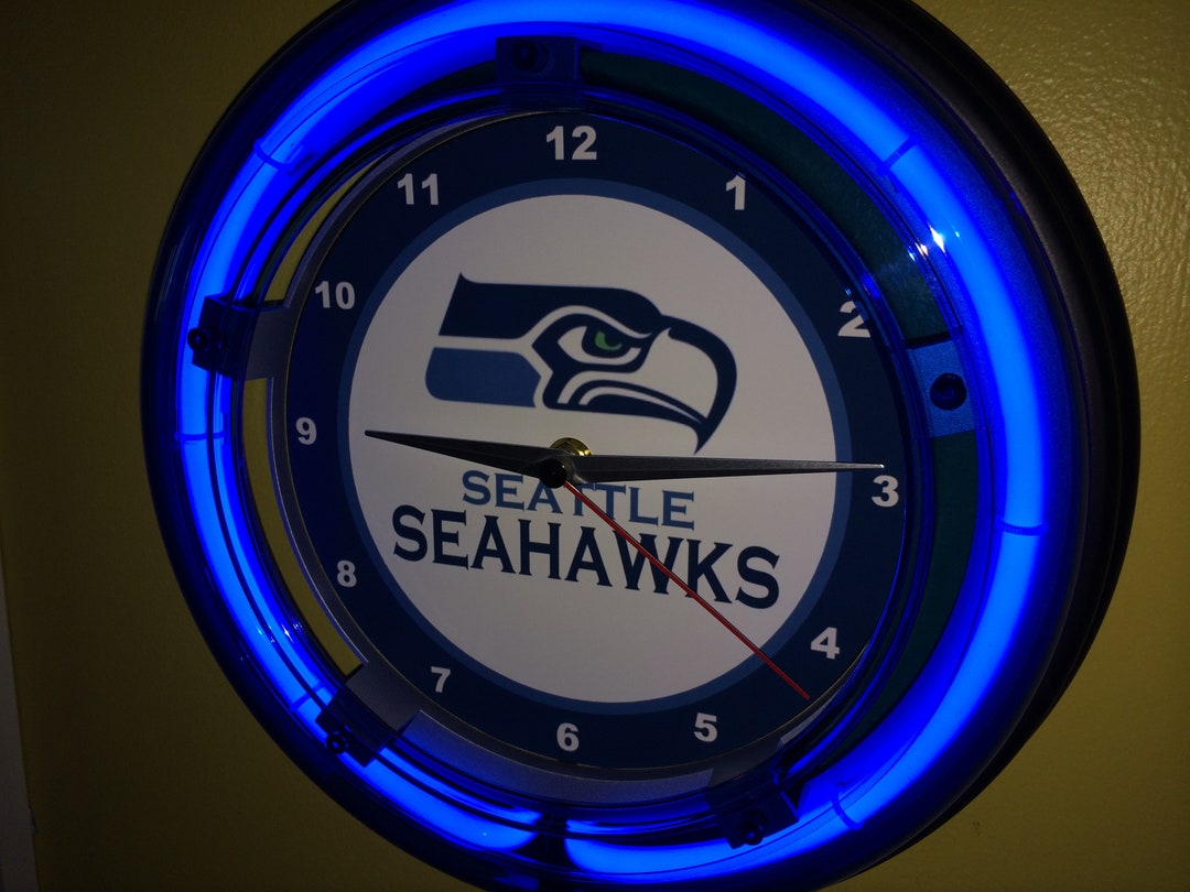 Seattle Seahawks Football Man Cave Bar Neon Wall Clock Man Cave Sign - Etsy