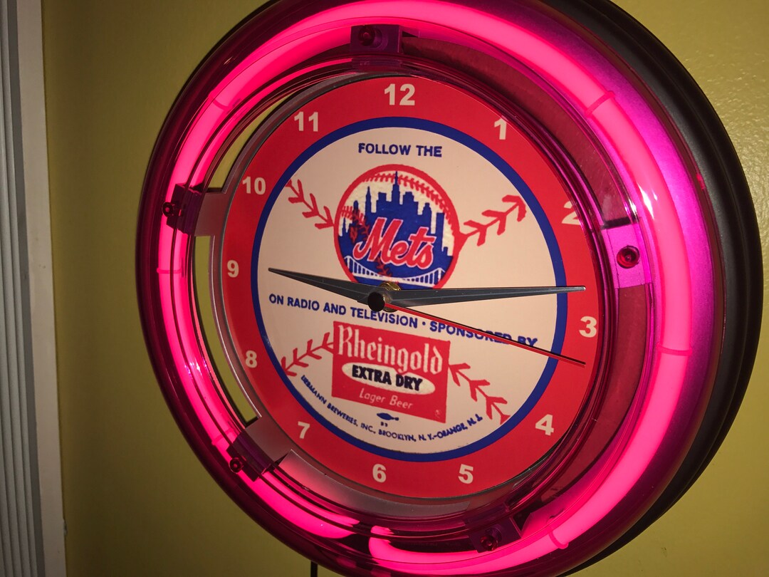 RHIENGOLD New York Mets Baseball Radio Beer Bar Neon Man Cave Wall ...