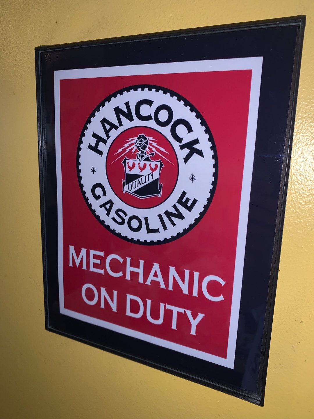 Hancock Motor Oil Gas Service Station Garage Mechanic Bar Framed ...