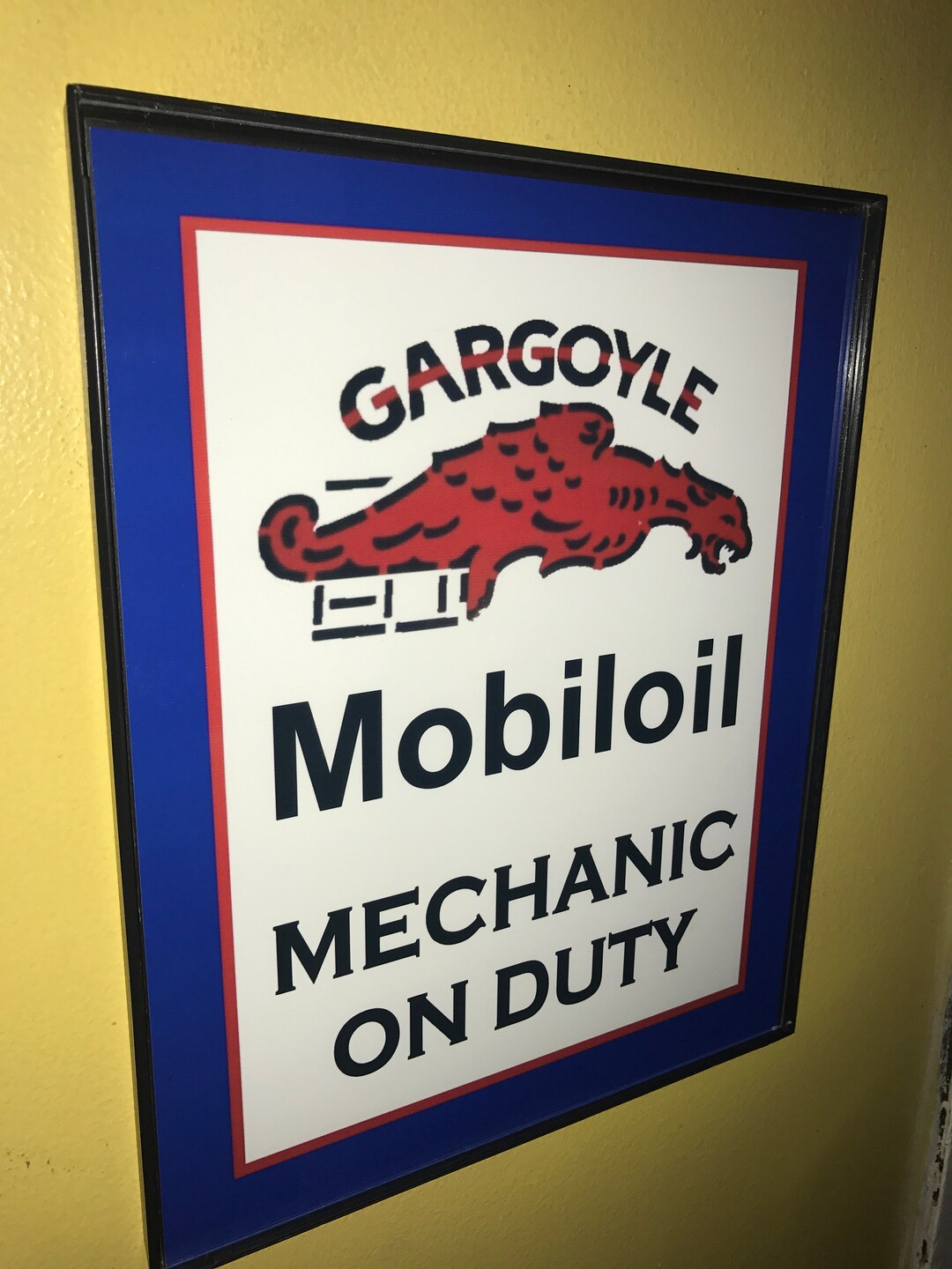 Mobil Gargoyle Motor Oil Gas Service Station Garage Mechanic Bar Framed ...