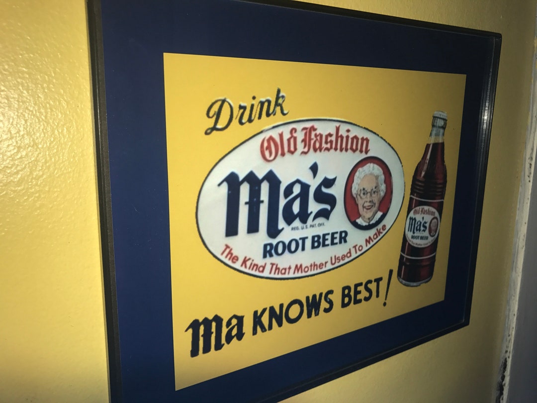 Ma's Root Beer Soda Fountain Kitchen Diner Bar Framed Advertising Print ...