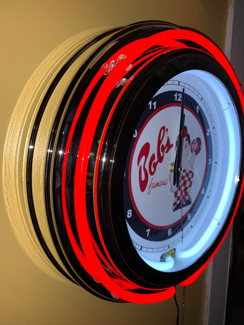 Bob's Big Boy Restaurant Diner Kitchen Bar RED Neon Wall Clock ...