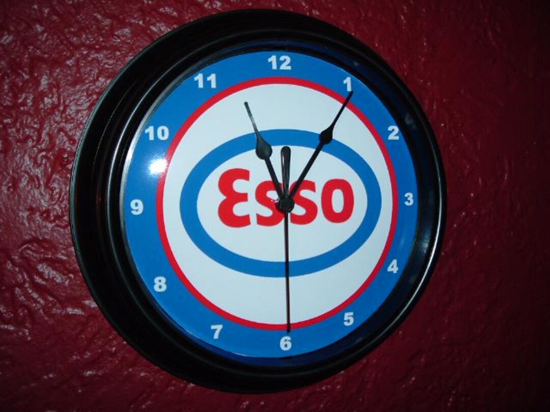 Esso Oil Gas Service Station Mechanic Garage Man Cave Advertising Clock ...