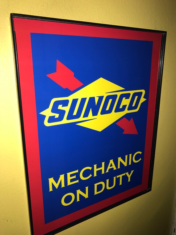 Sunoco Mechanic on Duty Oil Gas Service Station Garage Bar | Etsy