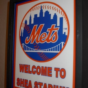 New York Mets Baseball Shea Stadium Throwback Bar Man Cave Lighted ...
