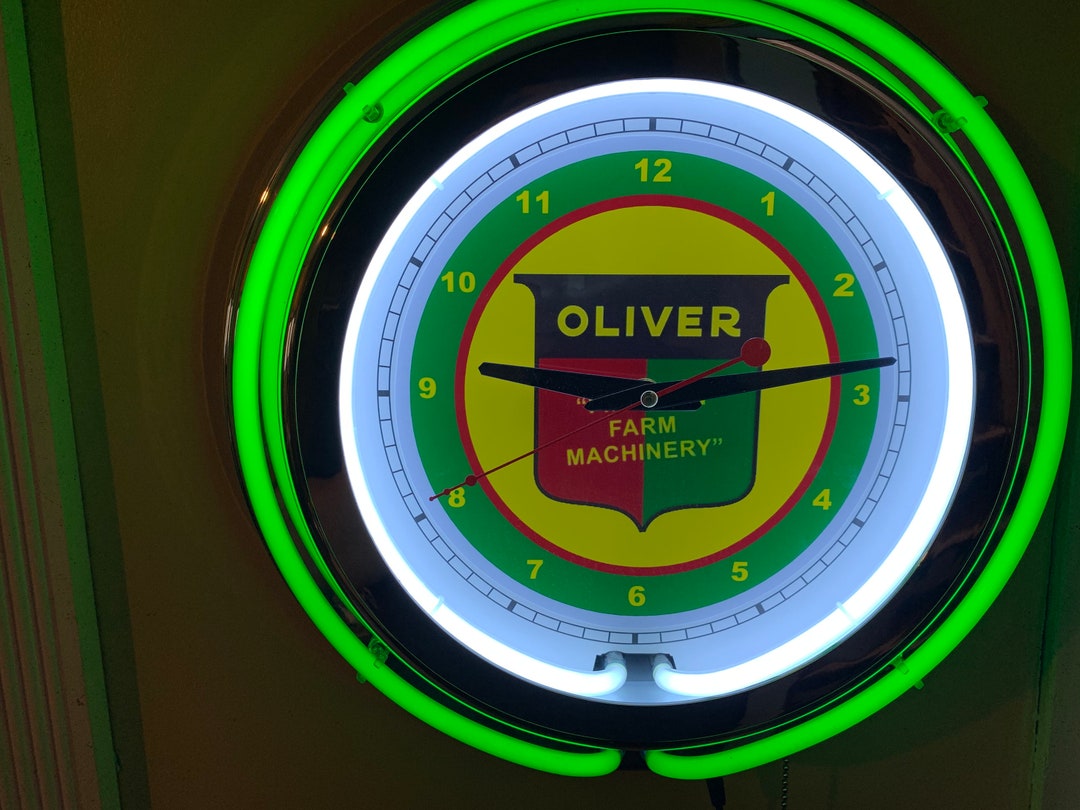 Oliver Oldlogo Farm Tractor Barn Dealership Garage Bar GREEN Neon Wall ...