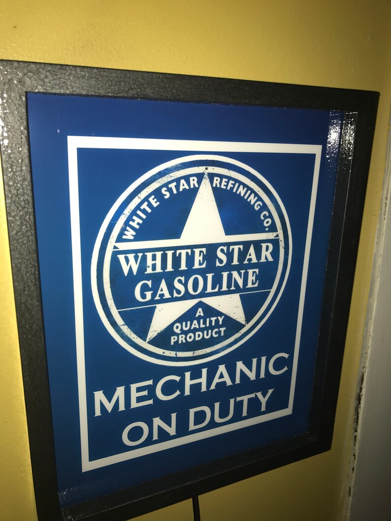White Star Oil Gas Service Station Mechanic Garage Man Cave Lighted ...