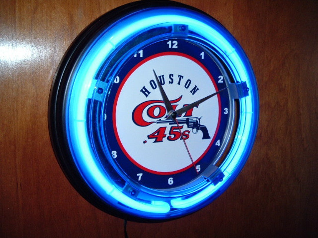 Houston Colt 45s Astros Throwback Baseball Bar Neon Wall Clock Man Cave ...