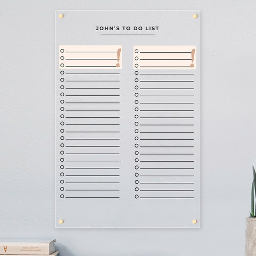 Acrylic Dry Erase to Do List Acrylic to Do List Acrylic to - Etsy