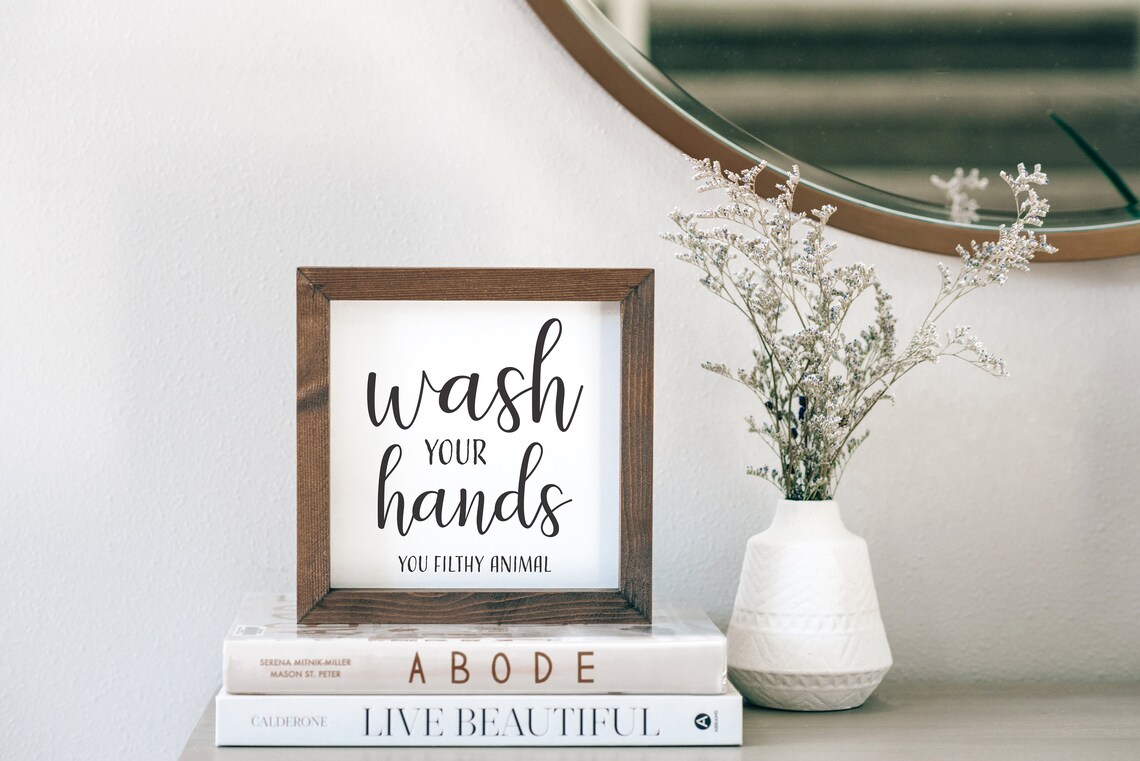 Wash Your Hands Framed Sign Mini Bathroom Signs Funny - Etsy