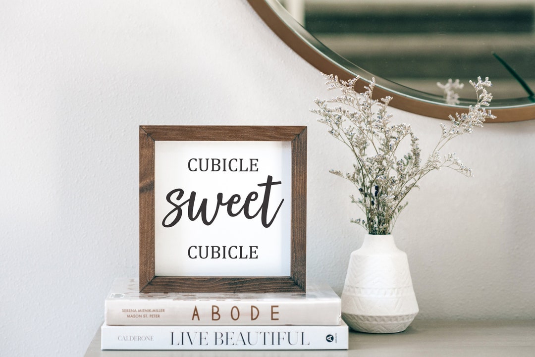 Cubicle Sweet Cubicle Framed Wood Sign - Home Sign - Wall Decor - Mini ...