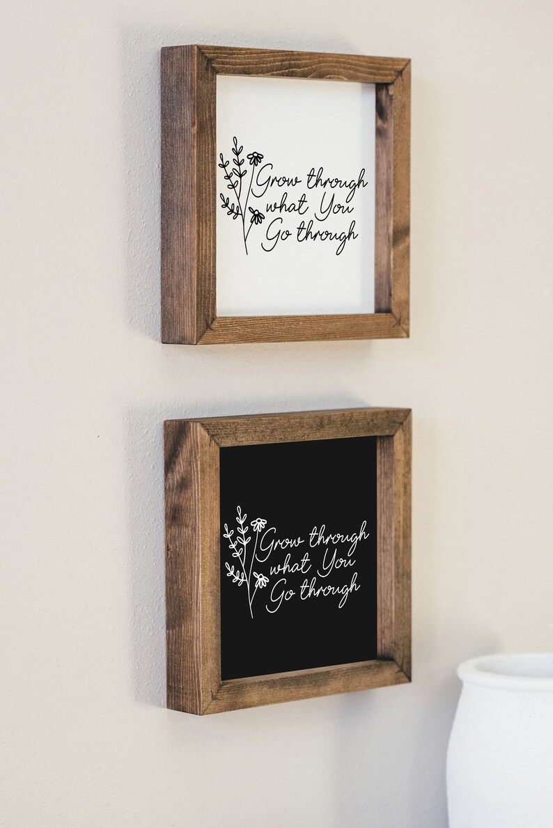Grow Through Framed Wood Sign - Home Sign - Wall Decor - Mini Wall Sign ...