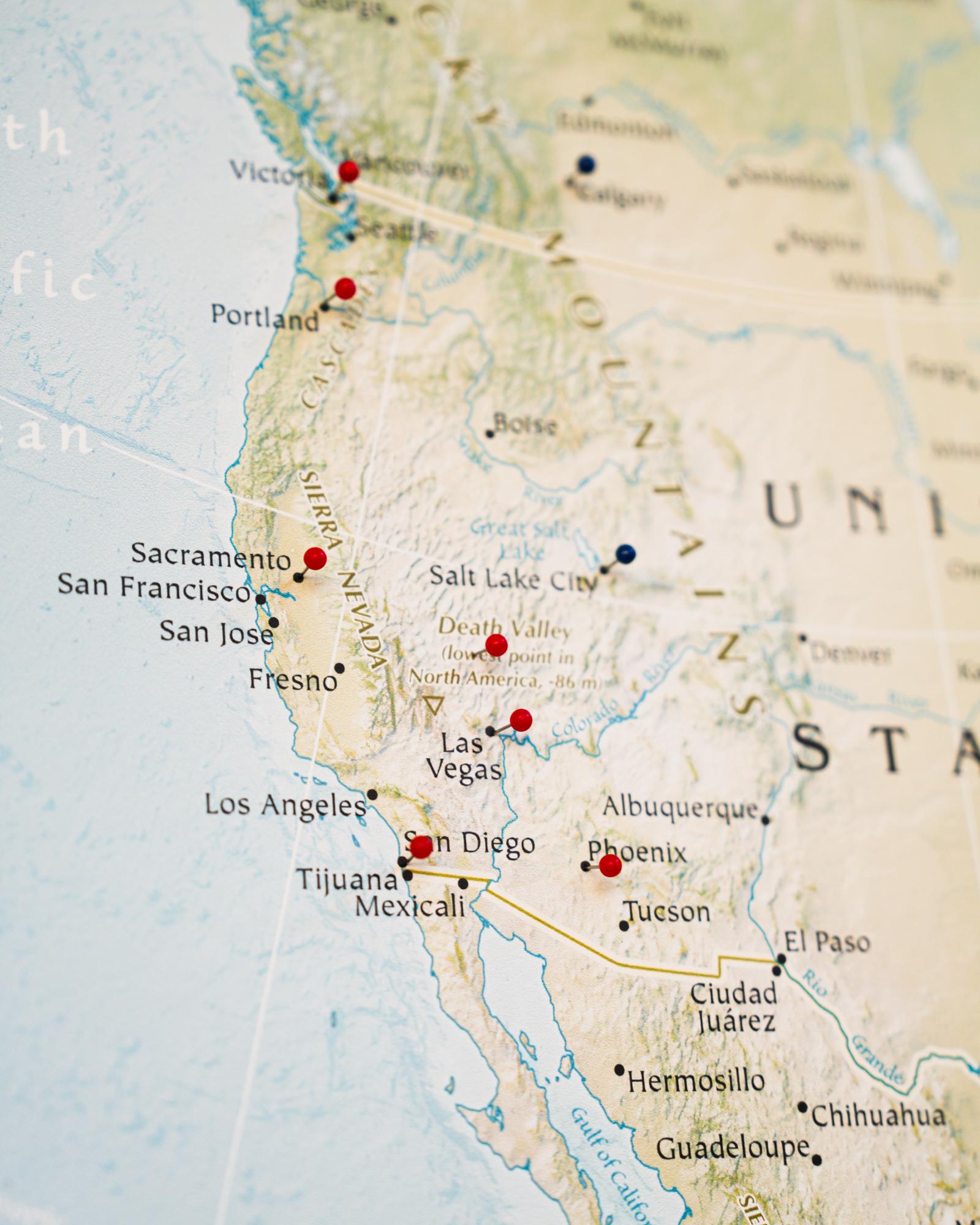 Push Pin North America - Push Pin USA - Personalized Travel Map ...