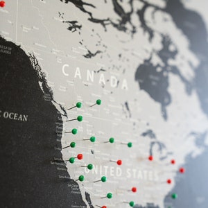 Push Pin World Map - Personalized Travel Map - Custom Modern Map Print ...