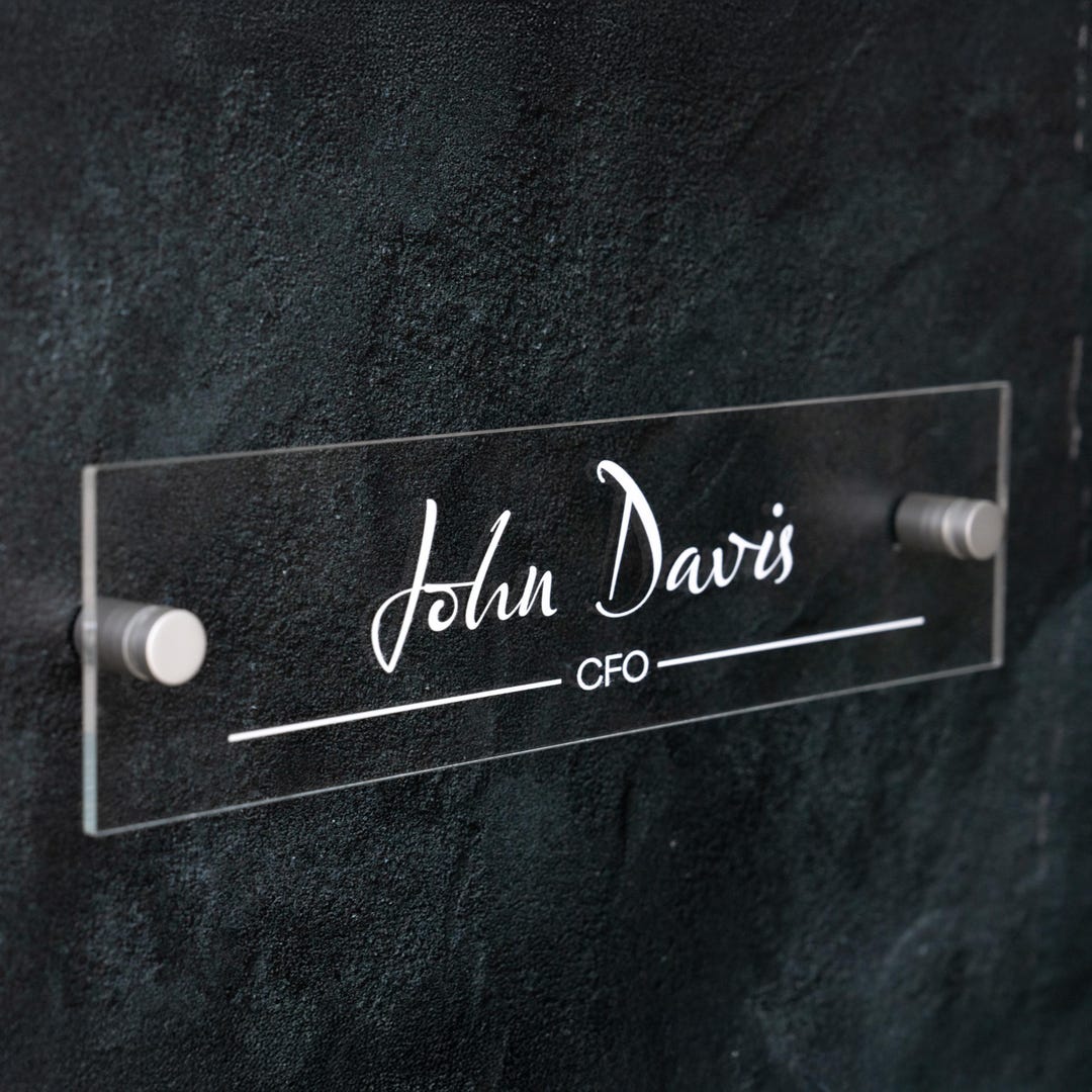 Name Plate for Wall or Door - Acrylic Name Sign for Office - Wood ...