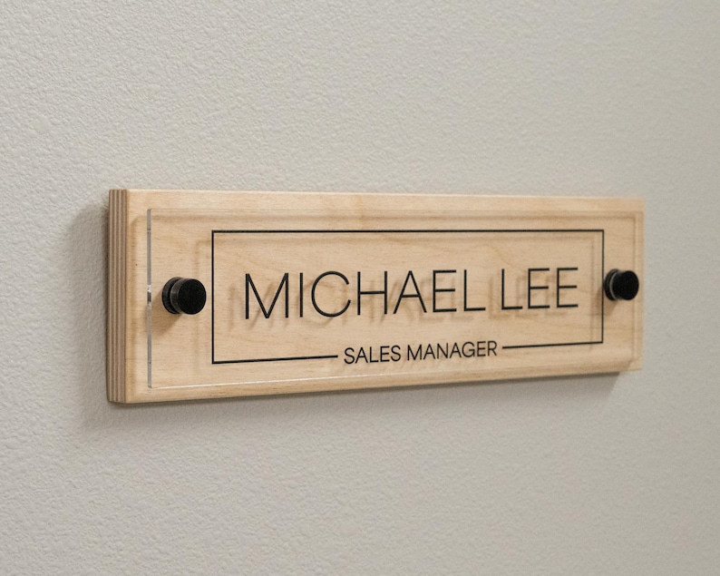 Name Plate for Wall or Door - Acrylic Name Sign for Office - Wood ...