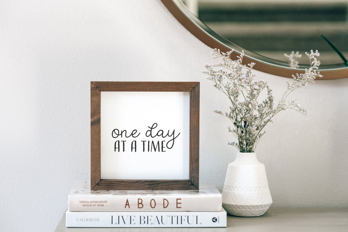 One Day at A Time Sign Framed Wood Sign Wall Art Mini - Etsy