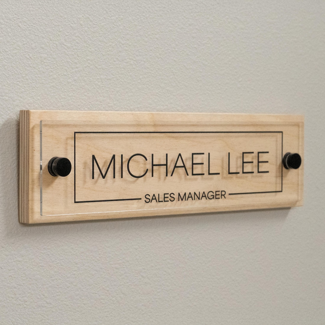 Wooden Name Plate for Wall or Door or Desk - Acrylic Name Sign for ...