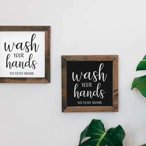 Wash Your Hands Framed Sign - Mini Bathroom Signs - Funny Bathroom Sign ...