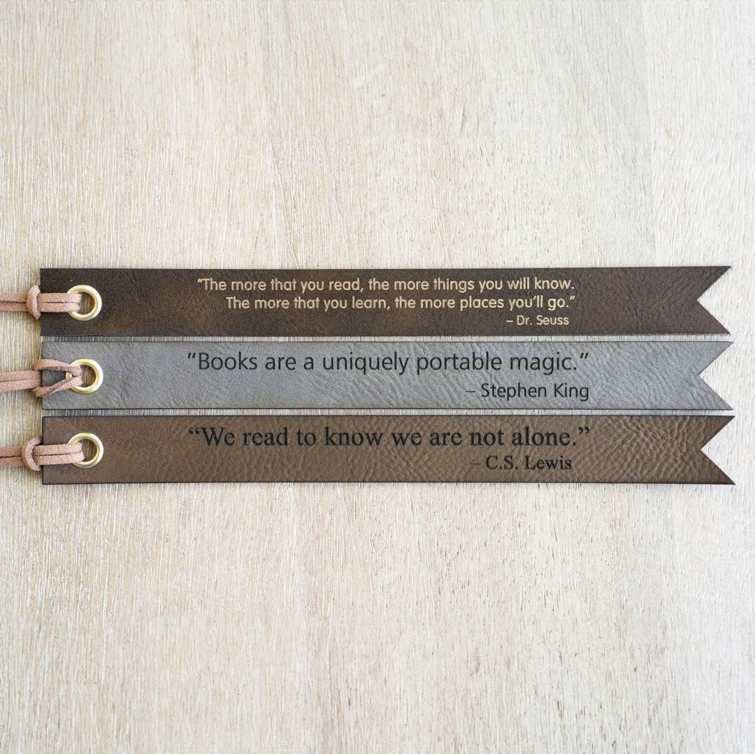 Personalized Engraved Leather Bookmark - Custom Bookmark With a Quote ...