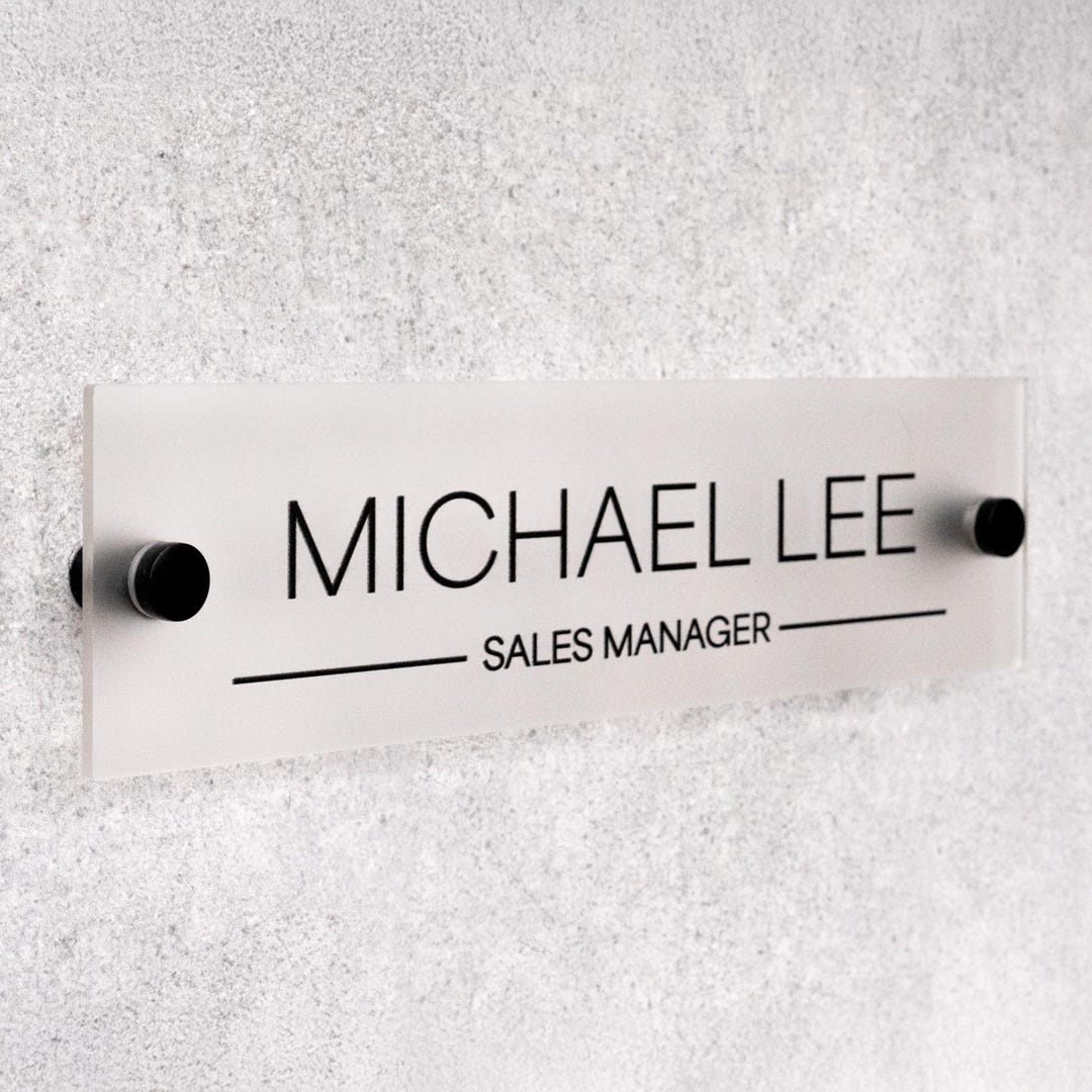 Acrylic Name Plate for Wall or Door - Name Sign for Office - Wood ...