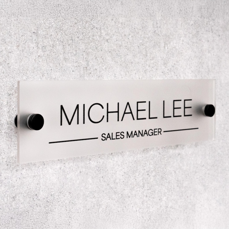 Acrylic Name Plate for Wall or Door - Name Sign for Office - Wood ...