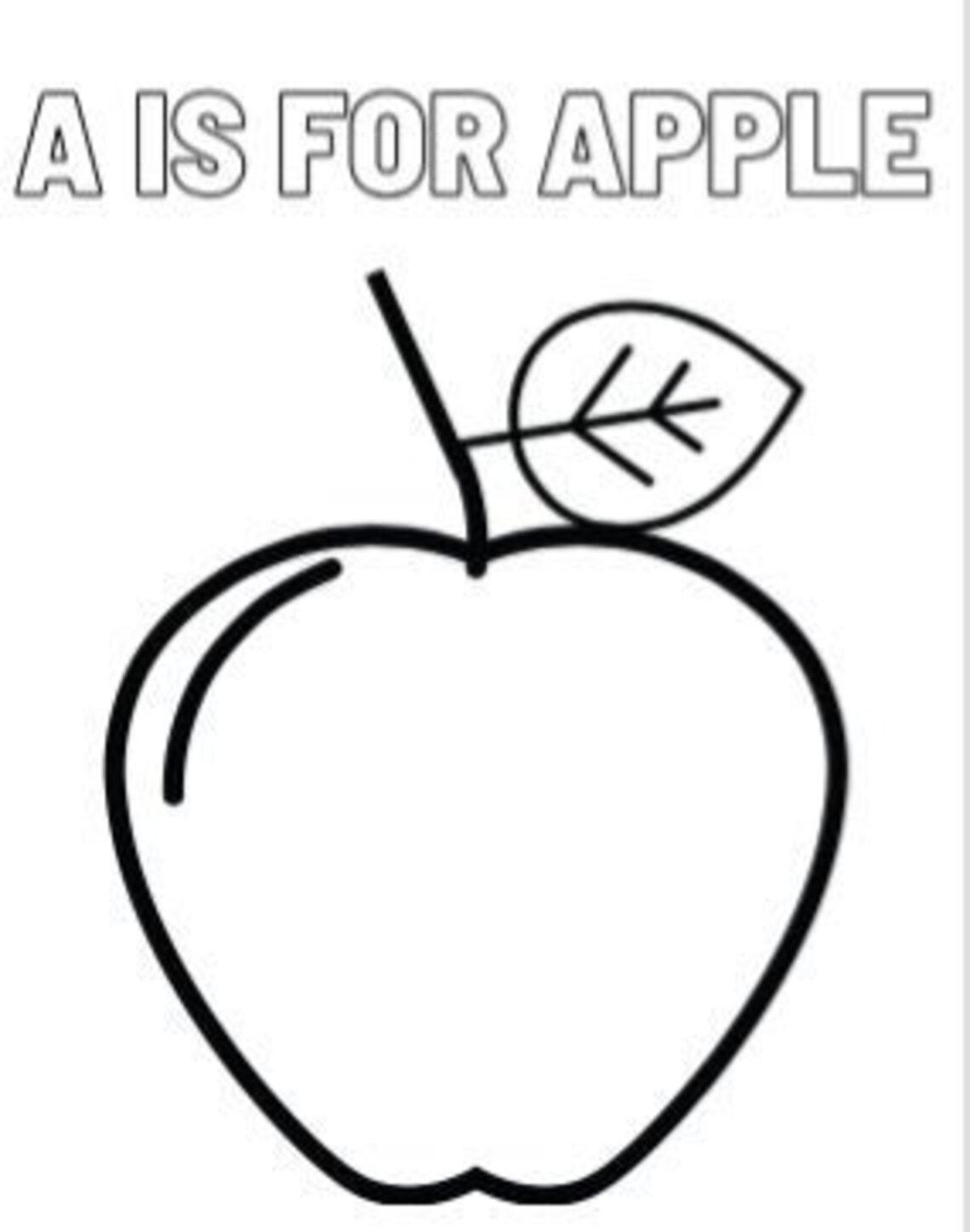 A is for Apple Learning Coloring Page - Etsy