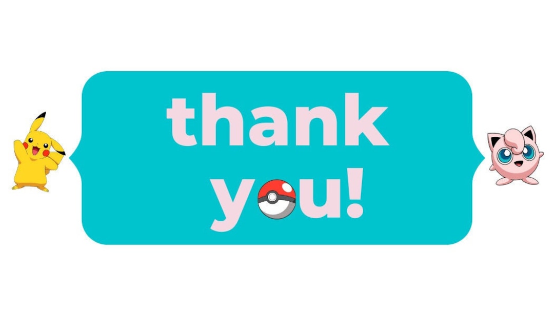Pikachu and Jigglypuff Thank You Tag - Etsy