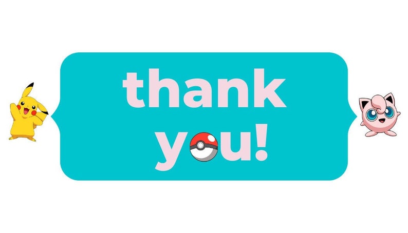 Pikachu and Jigglypuff Thank You Tag - Etsy
